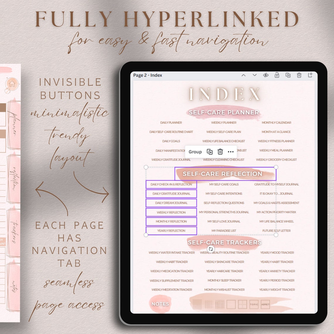 PLR Self Care Planner Editable Self-care Digital Planner Commercial Use ...