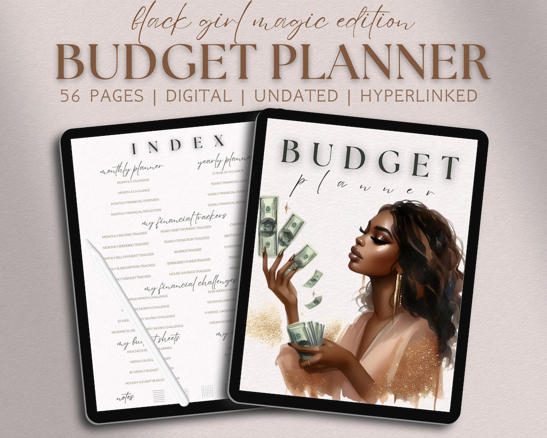 Budget Planner Digital, Black Girl Budgeting Journal, Undated Digital ...