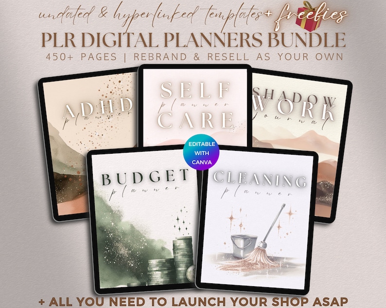 PLR Planner Bundle Editable Template Digital Product to Resell Shadow ...