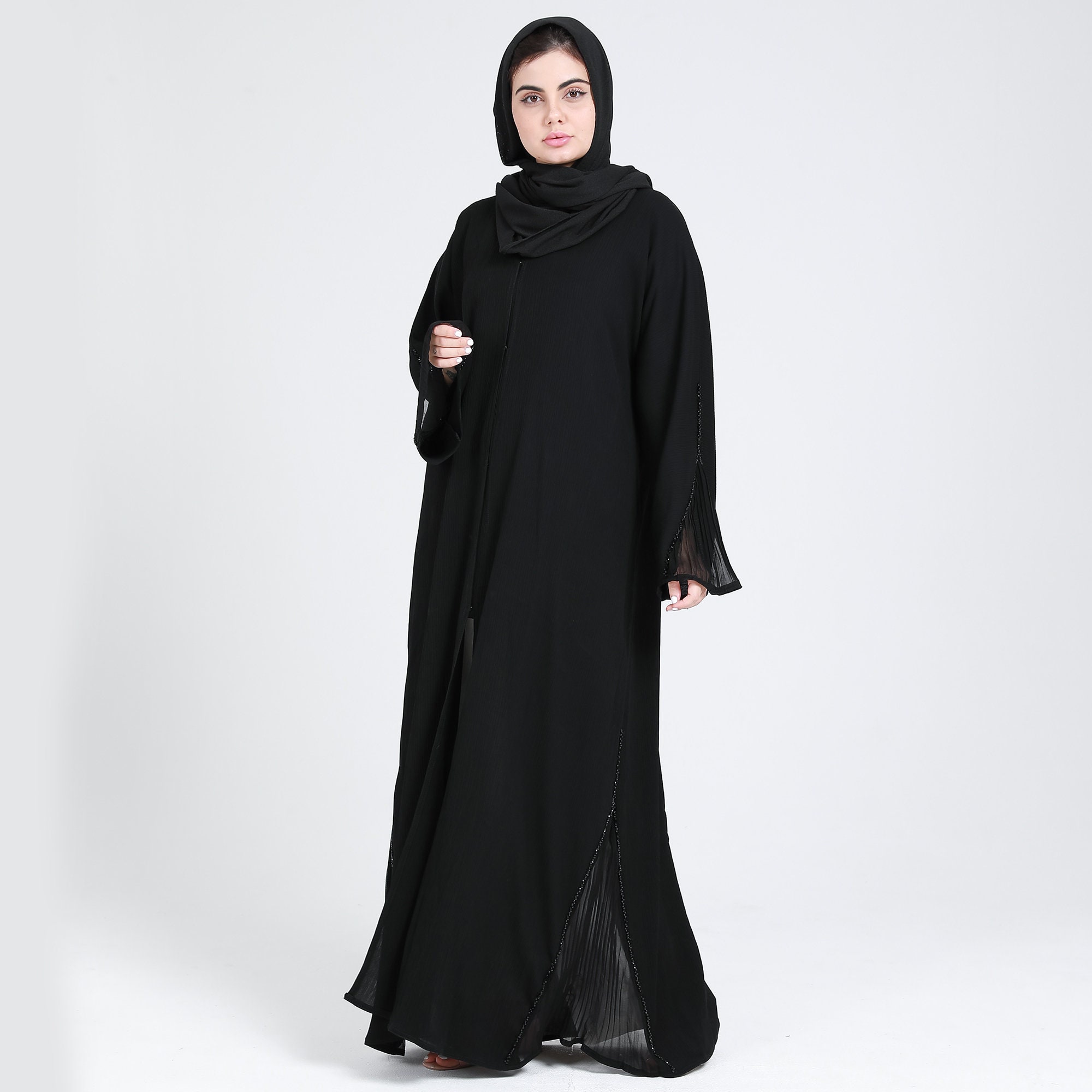 Abaya Hand Black Stone Design