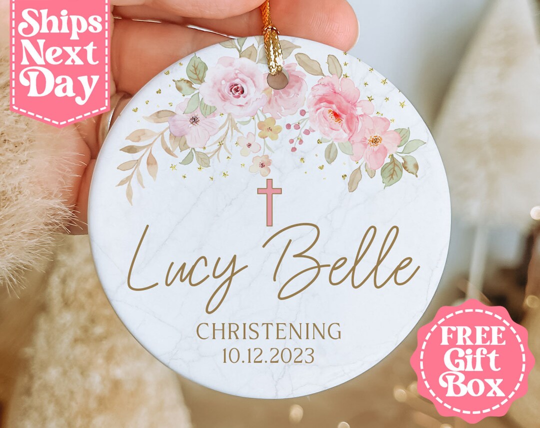 Personalized Girls Christening Ornament Name Date Custom Baptism ...