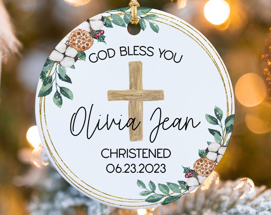 Personalized God Bless Christening Ornament - Name + Date Custom ...