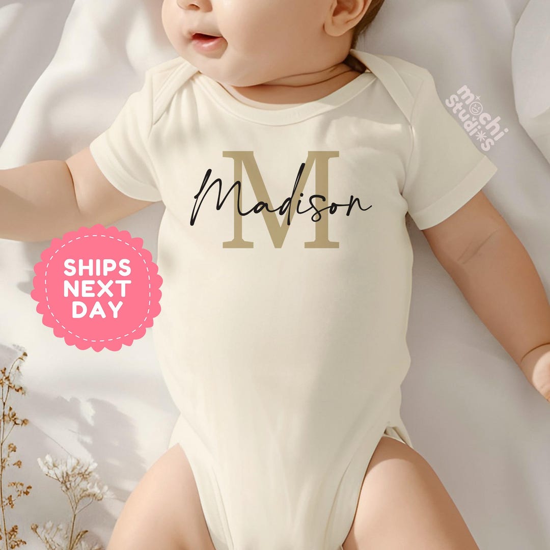 Personalized Baby Bodysuit With Name and Initial, Custom Infant Outfit ...