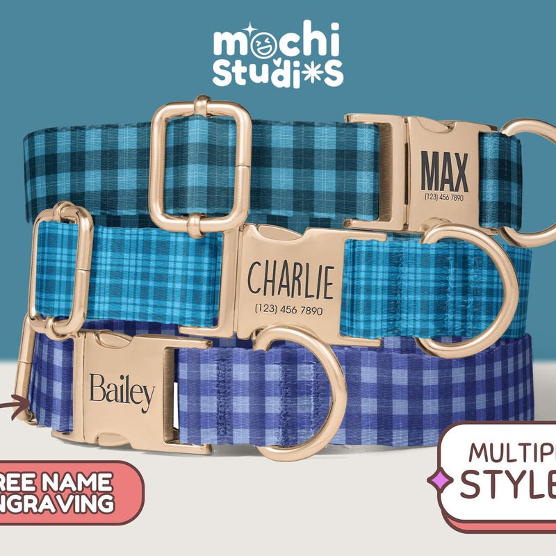 Small Blue Plaid Collar - Etsy