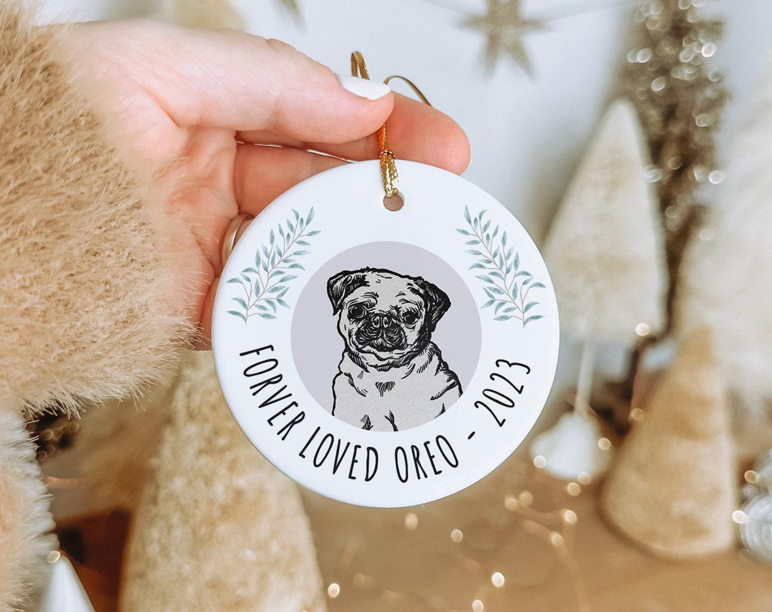 Pug Memorial Ornament - Dog Loss Gift, Dog Remembrance, Dog Memorial ...