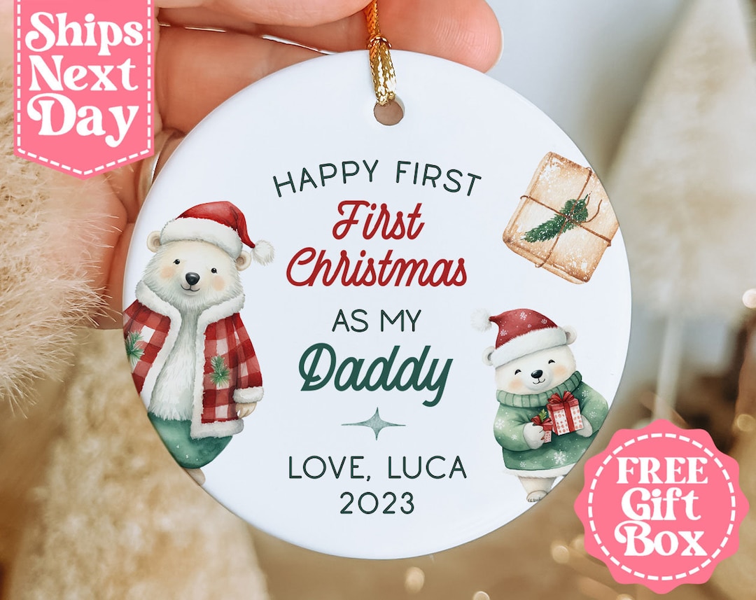 Personalised Happy First Christmas Ornament - New Daddy Mummy Grandad ...