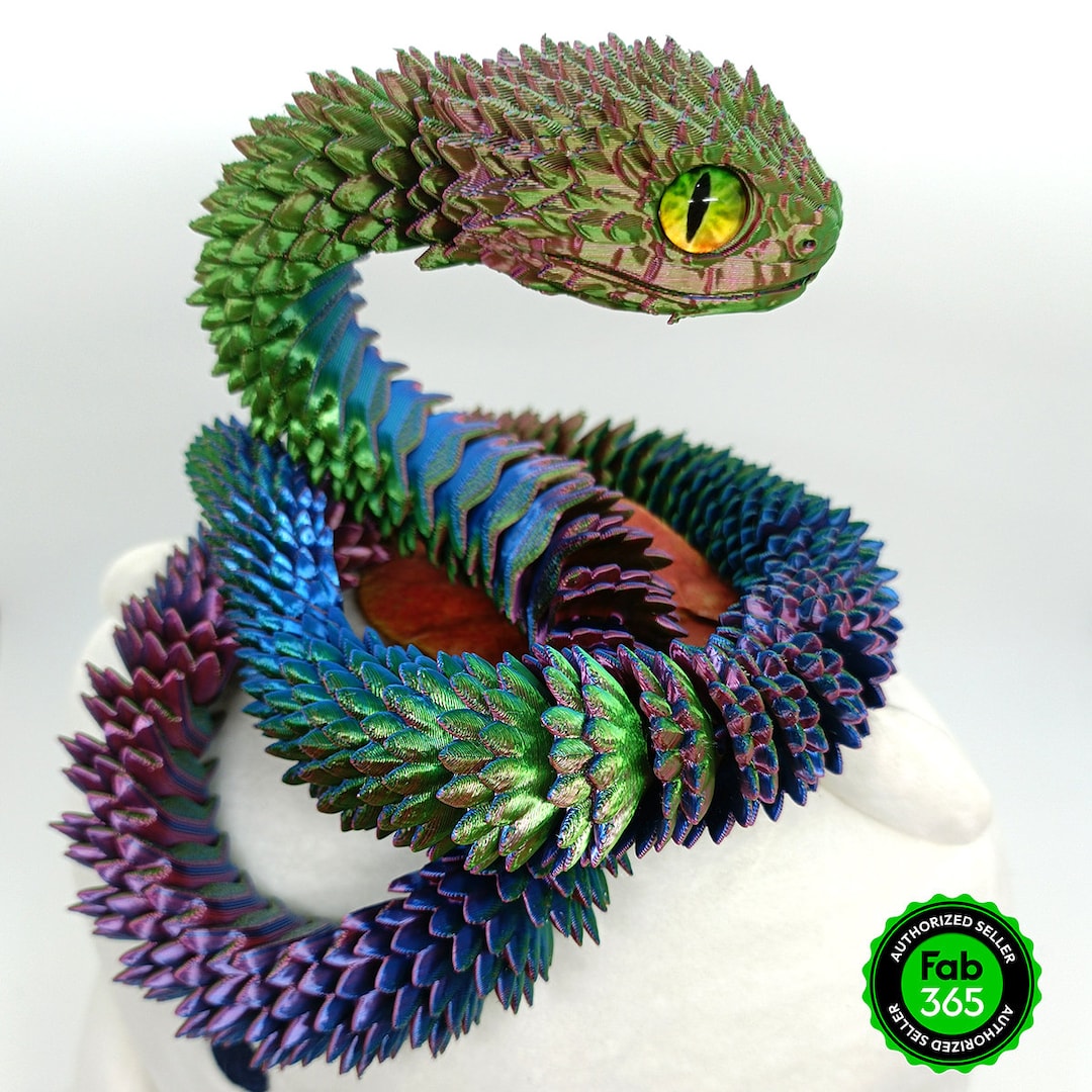 3d Printed Bush Viper Snake/snake Figure/dragon Snake/articulated Snake ...
