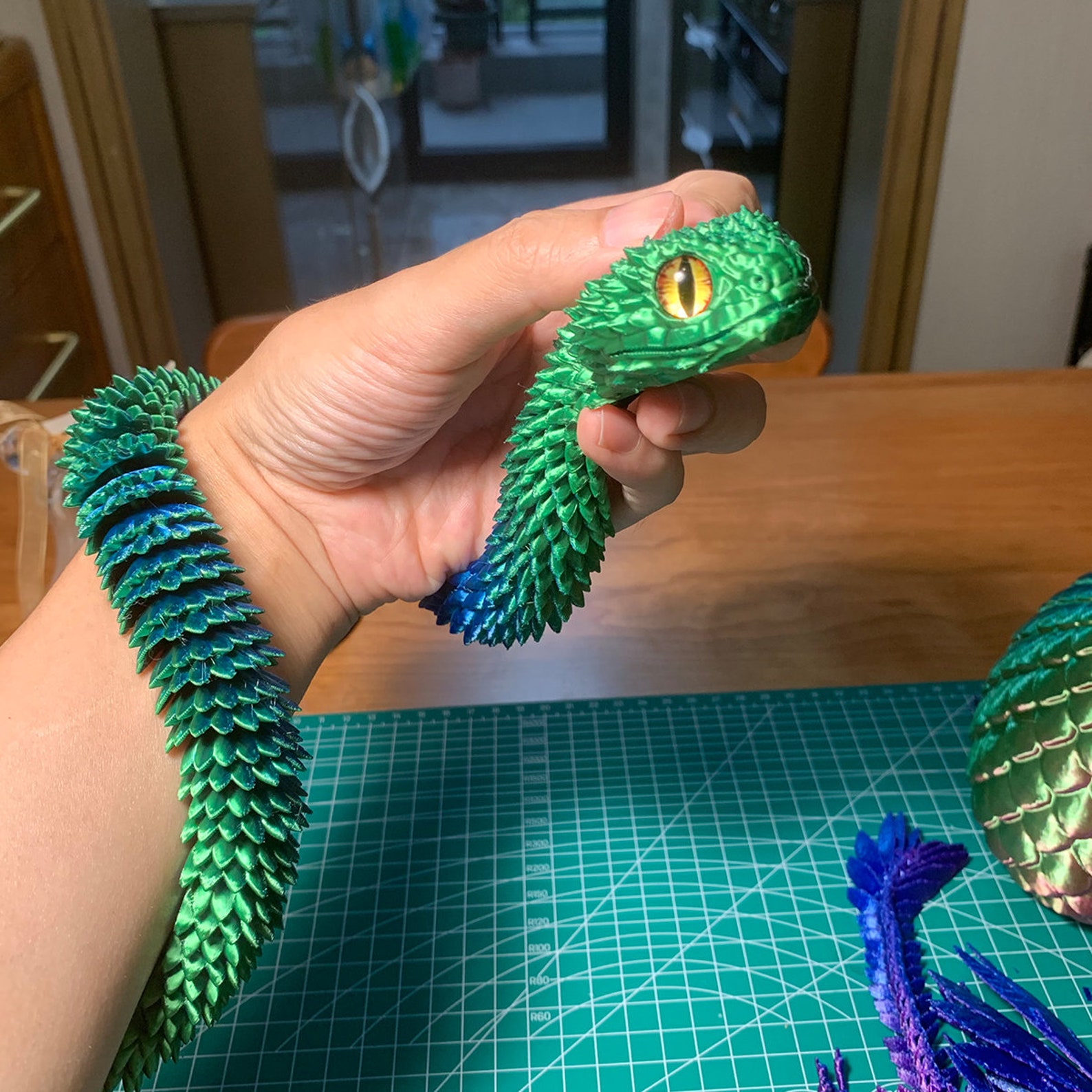 3d Printed Articulated Rattle Snake/made to Order/dragon Snake/3d ...