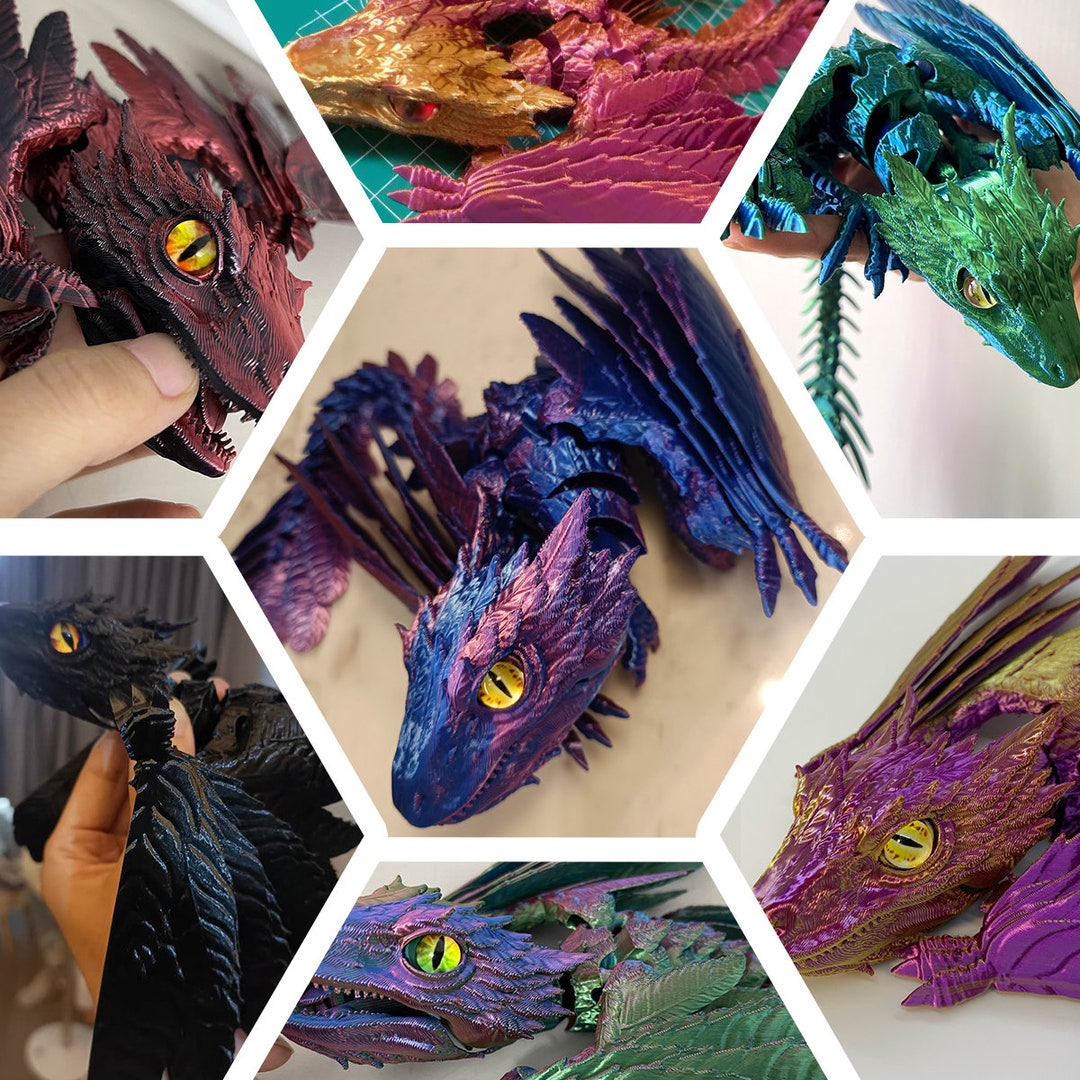 Fidget Dragon,articulated Dragon,feathered Wyvern Dragon ,3D Print Toy ...