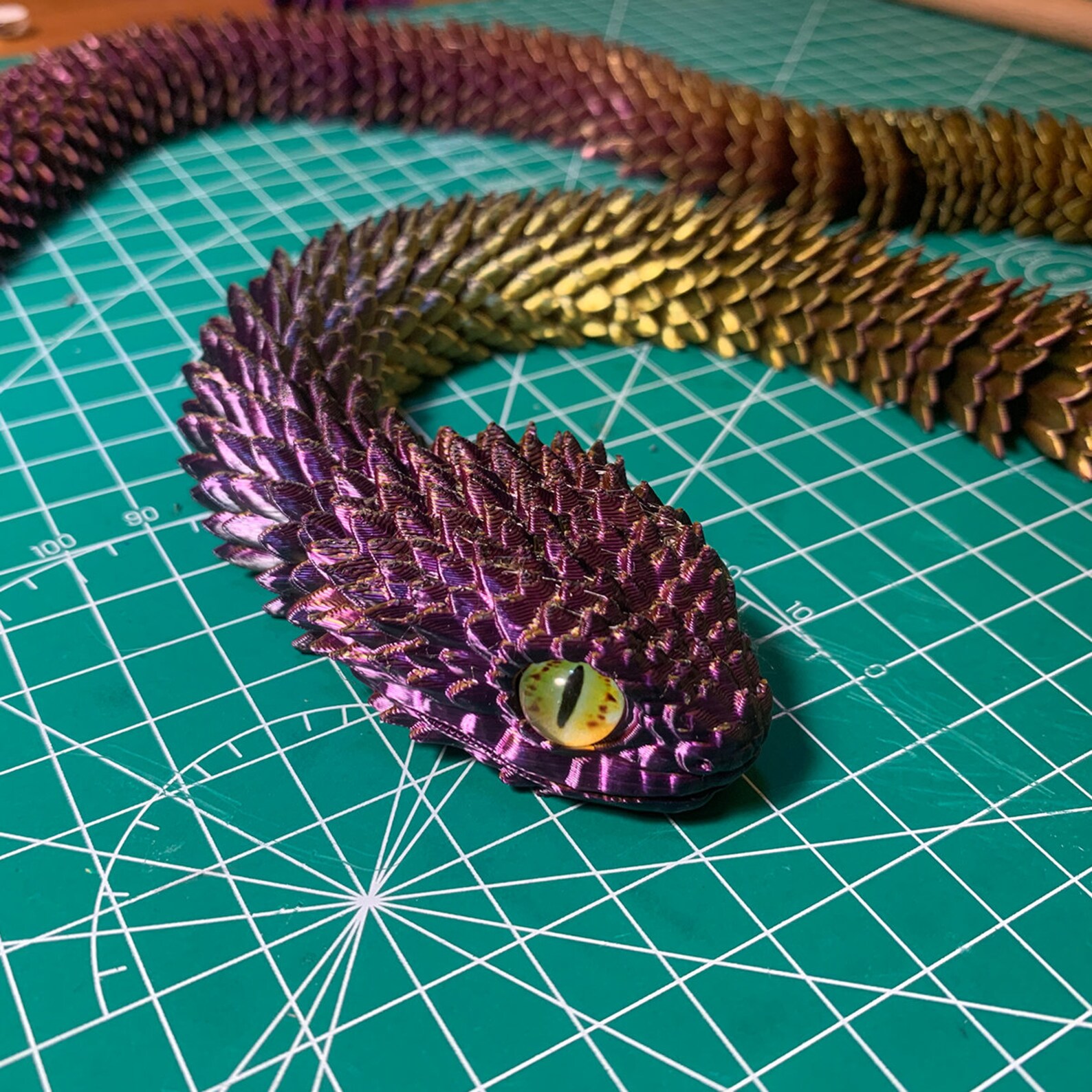 3d Printed Articulated Rattle Snake/made to Order/dragon Snake/3d ...