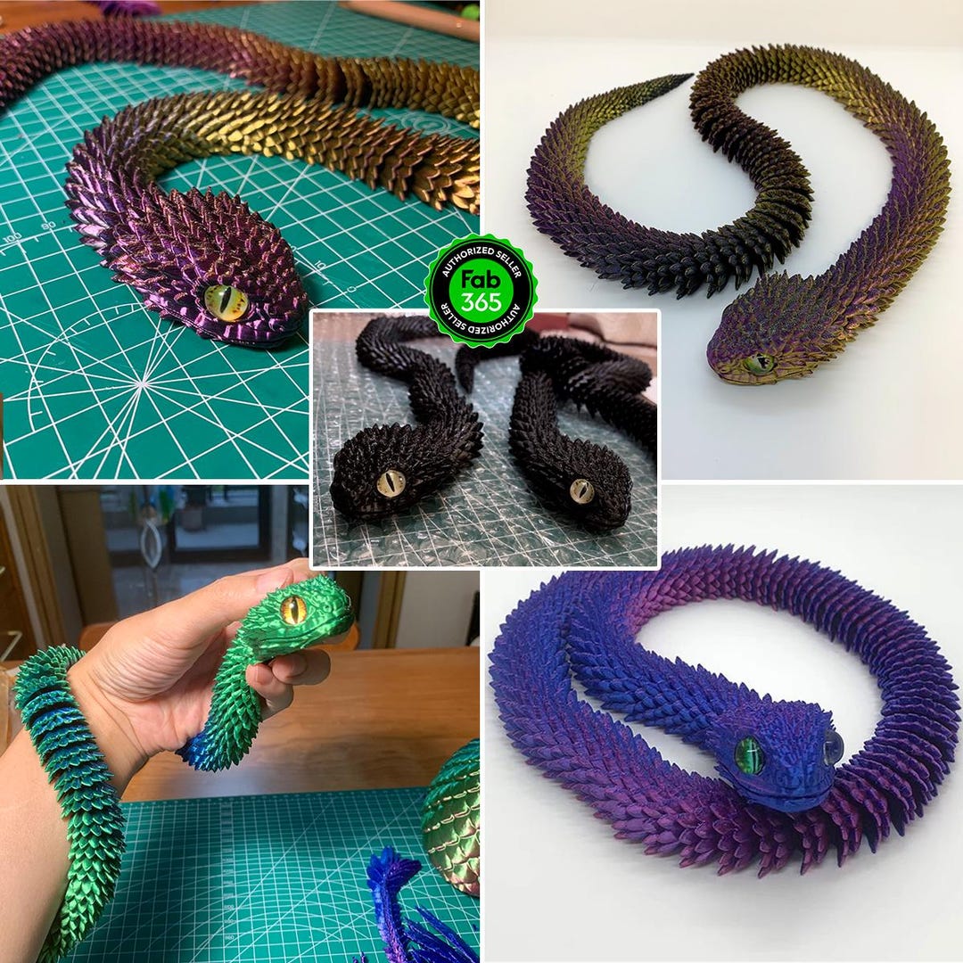 3d Printed Articulated Rattle Snake/ Bush Viper Toy /dragon Snake ...