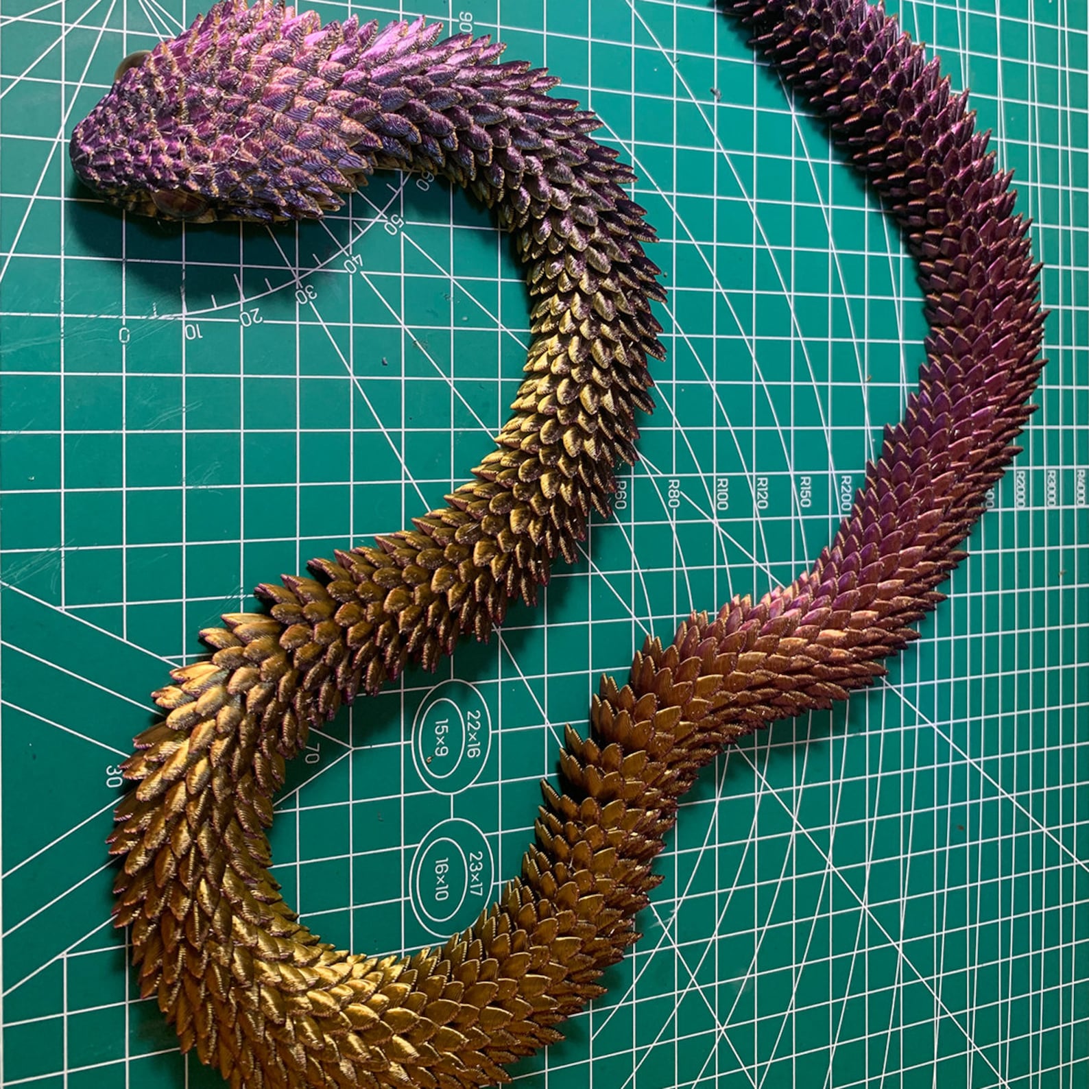 3d Printed Articulated Rattle Snake/made to Order/dragon Snake/3d ...