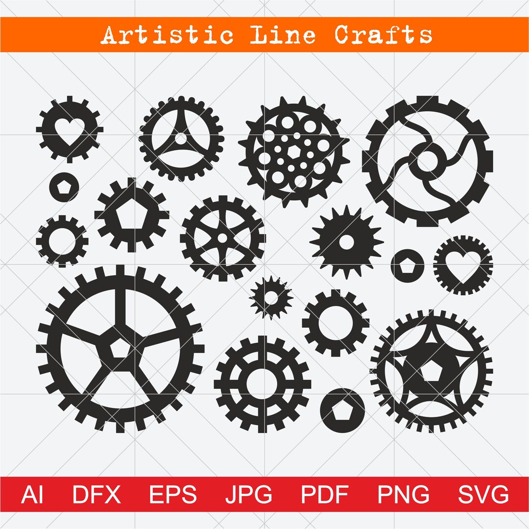 Gears Steampunk Svg Files for Cricut, Chipboard Digital, Laser Cutting ...