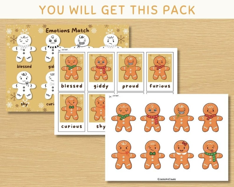 Christmas Gingerbread Man Emotions Activity for Kids Printable ...