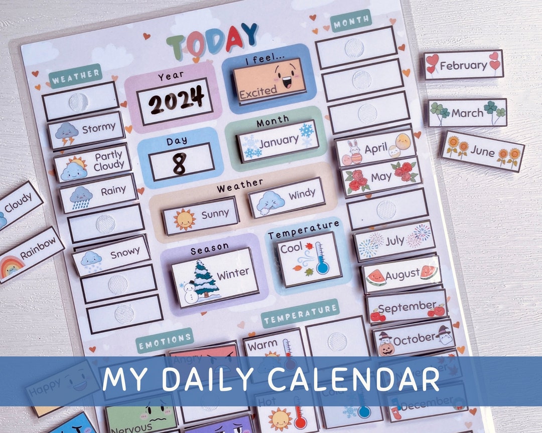 Daily Calendar for Kids Visual Morning Board Nursery Homeschool ...