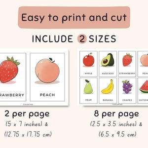 Fruits Cards Montessori Flashcards Preschool Educational Printable ...