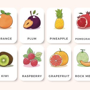 Fruits Cards Montessori Flashcards Preschool Educational Printable ...