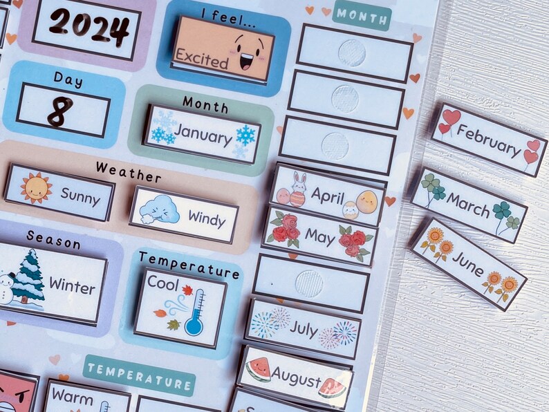 Daily Calendar for Kids Visual Morning Board Nursery Homeschool ...