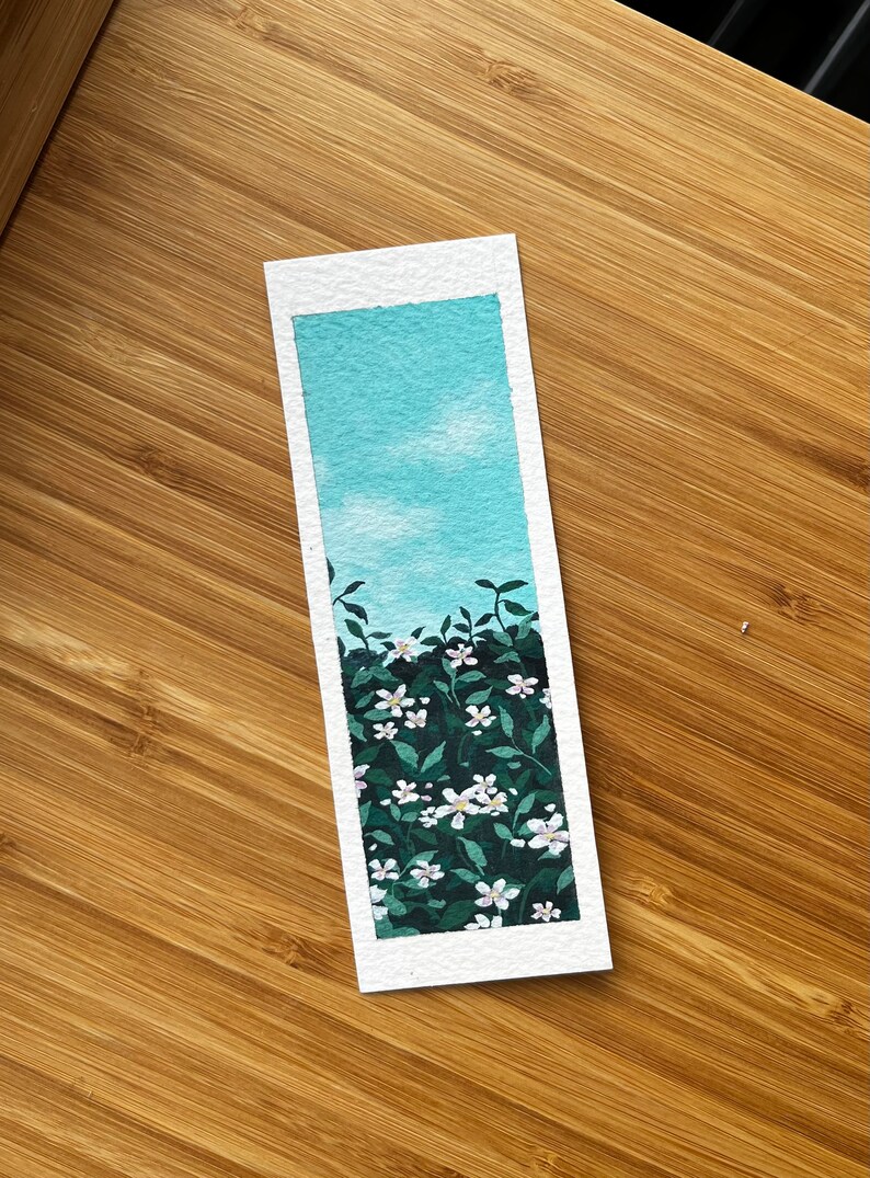 Original Hand Painted Bookmark White Flower Field - Etsy