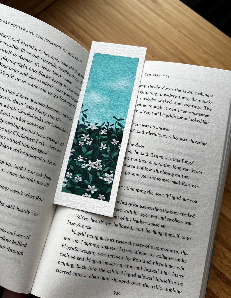 Original Hand Painted Bookmark White Flower Field - Etsy