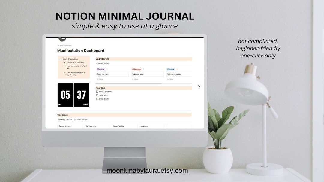 Notion Journal Template for Manifestation, Daily Diary Notion Planner ...