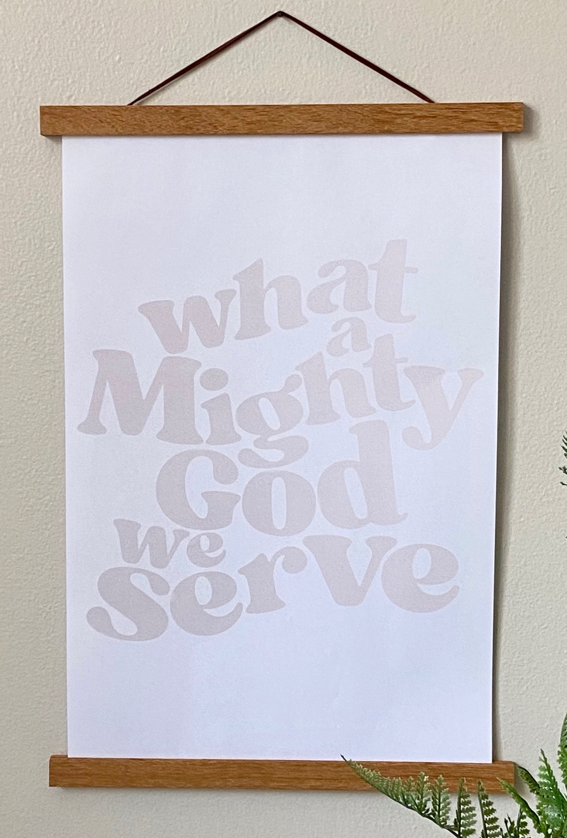 What A Mighty God We Serve - Pink Wavy Typography, Wall Decor Print - Etsy
