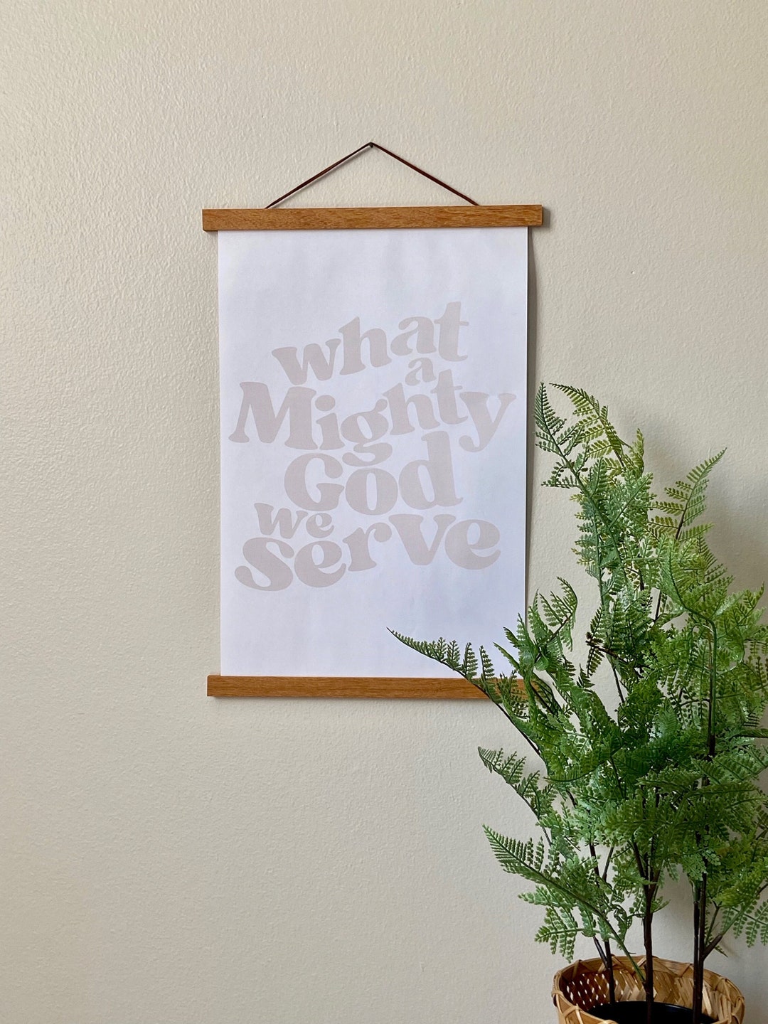 What A Mighty God We Serve - Pink Wavy Typography, Wall Decor Print - Etsy