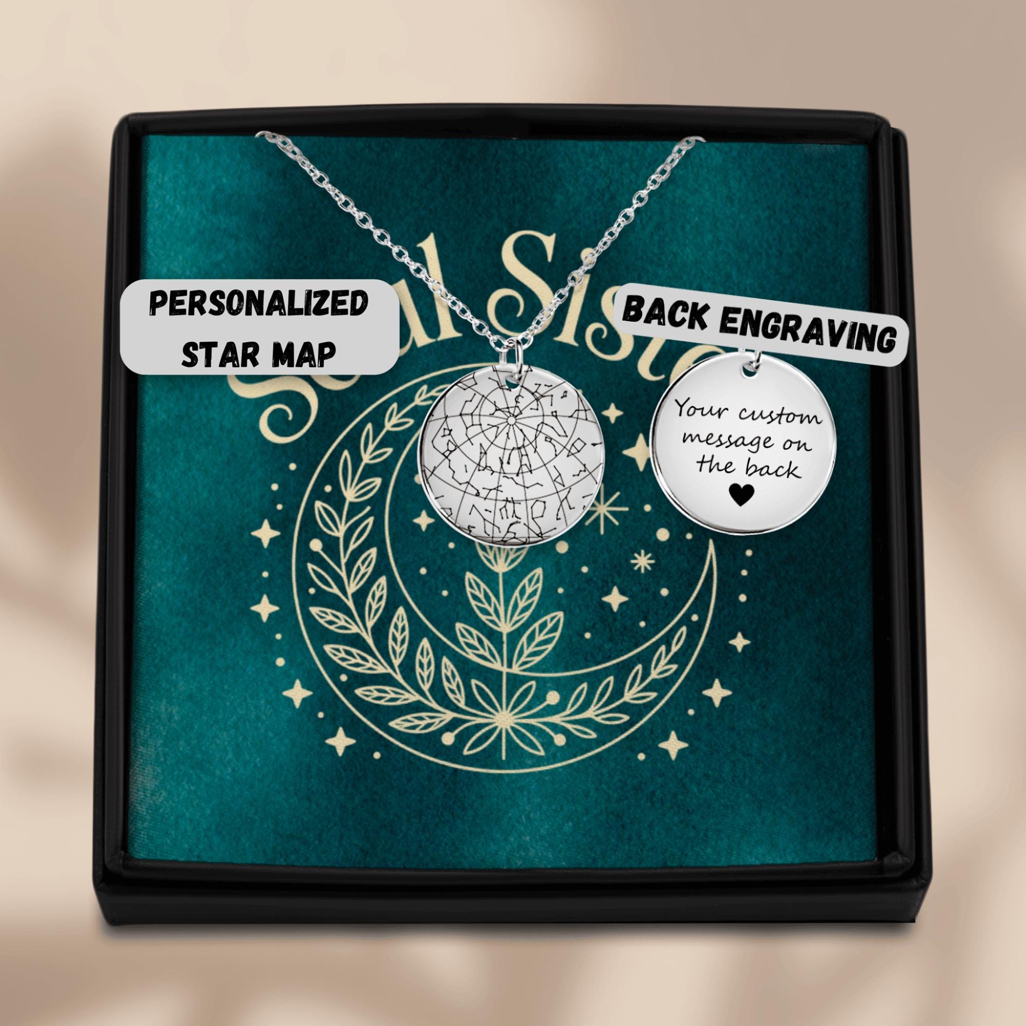 Custom Star Map Necklace – Soul Sister Gift, Personalized Constellation ...