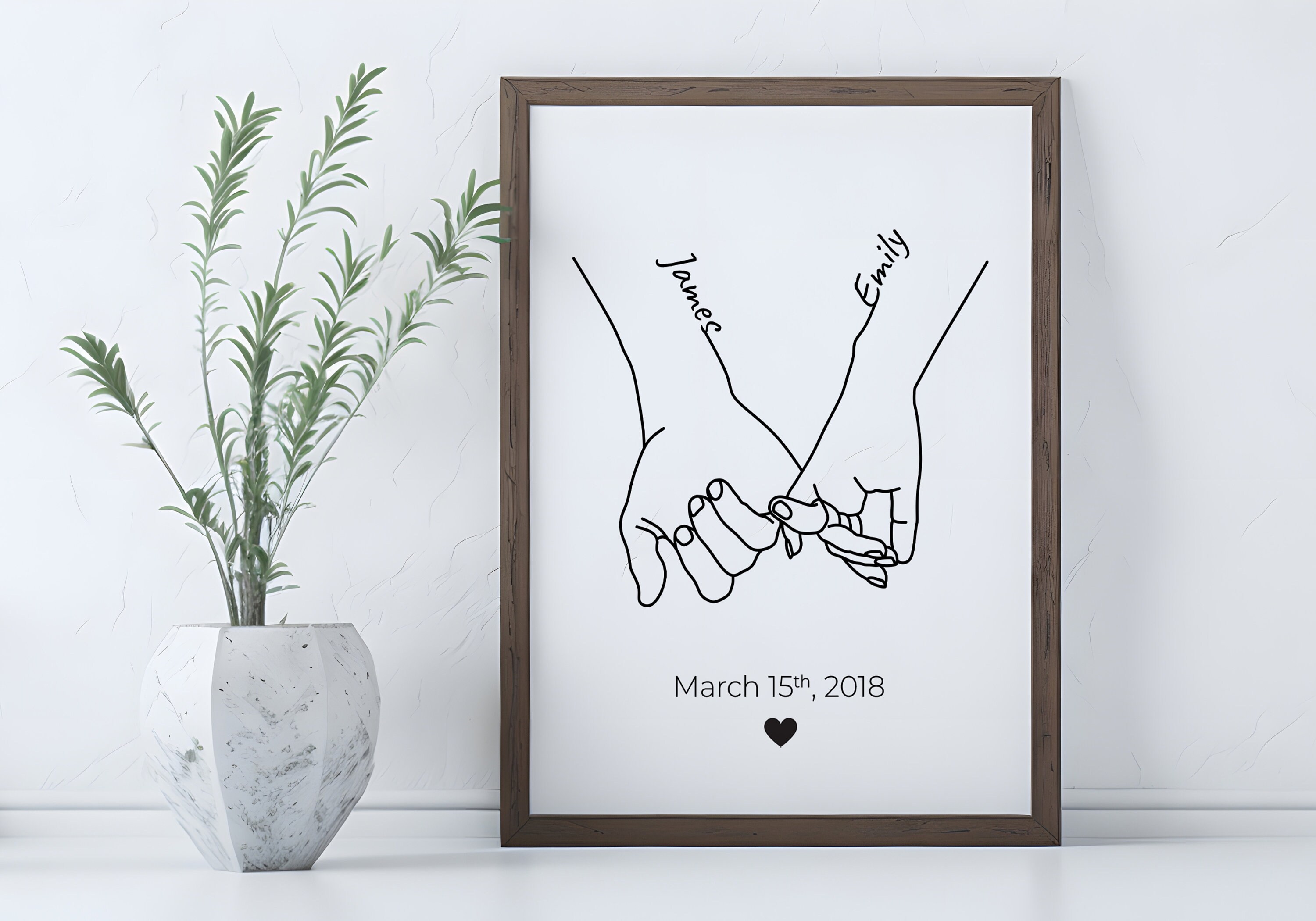 Couple Names and Date Line Art Print Personalized Valentine's Day and ...
