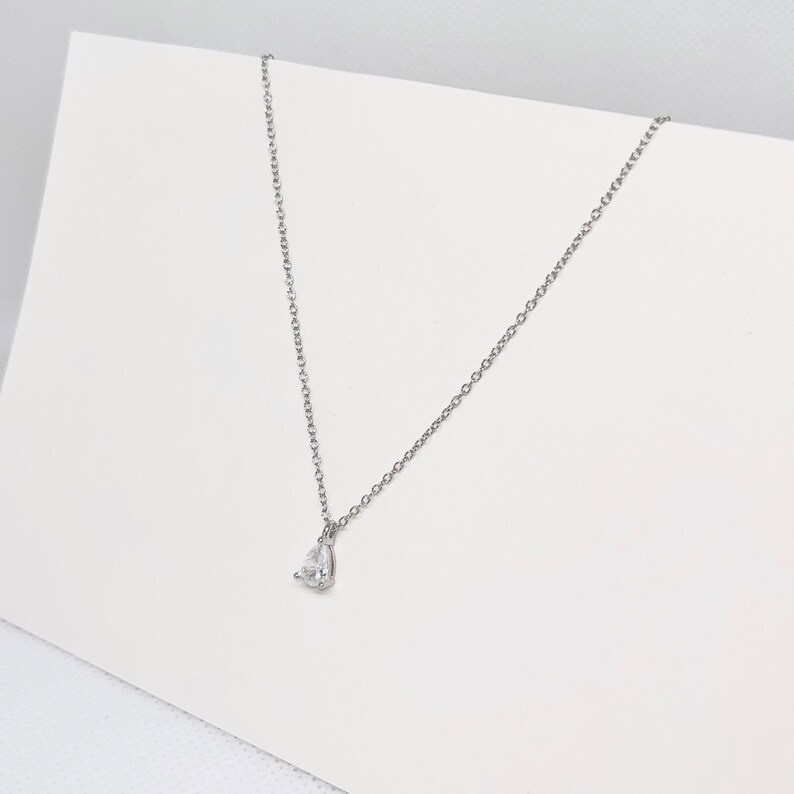 925 Sterling Silver Teardrop Zircon Dainty Necklace,pear Diamond ...