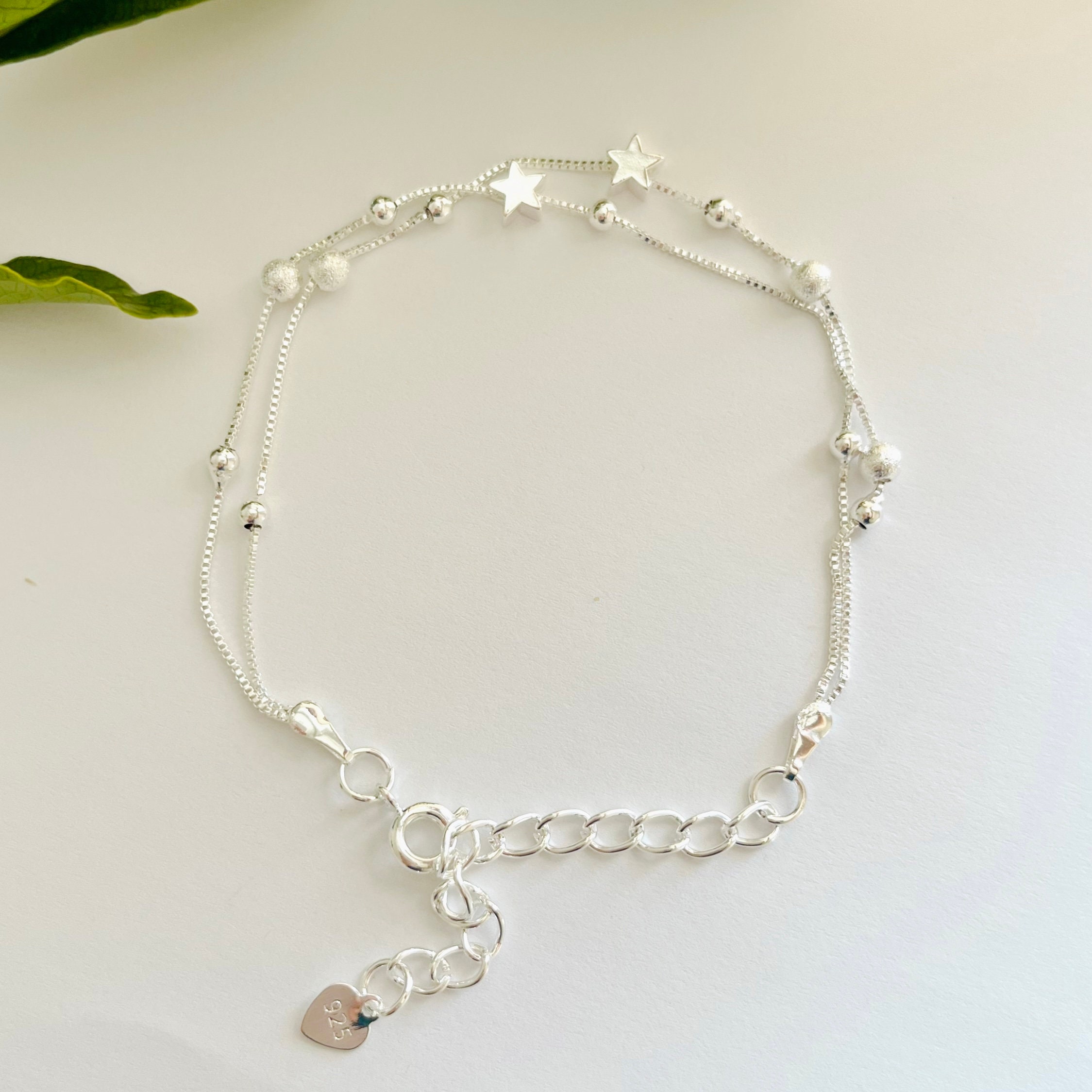 Sterling Silver Star Charm Bracelet: Double Layer Celestial Jewelry - Etsy