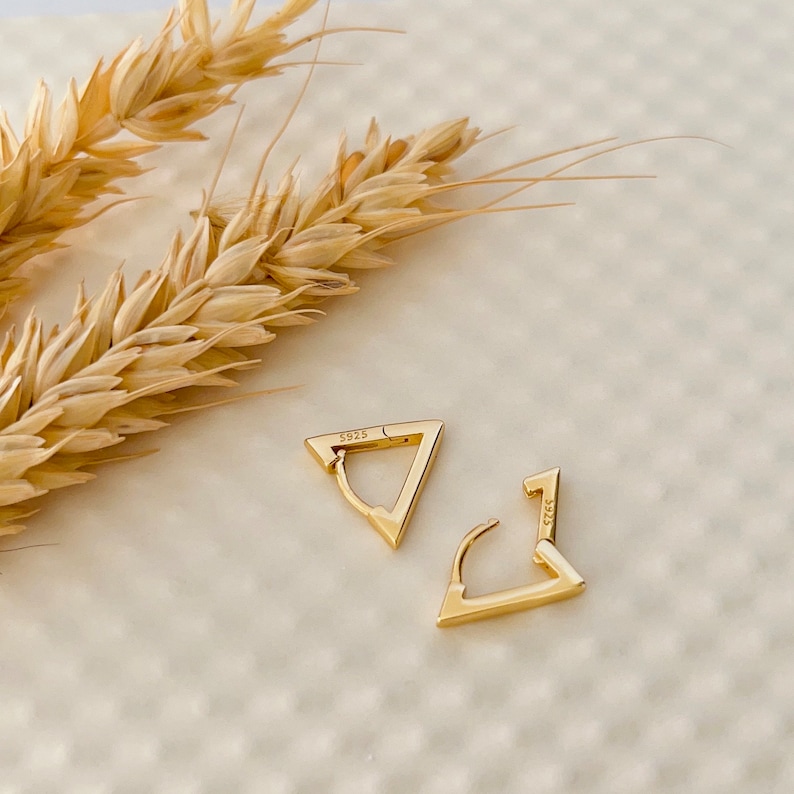 Sterling Silver Triangle Earings,gold Geometric Earrings, Modern Hoop ...