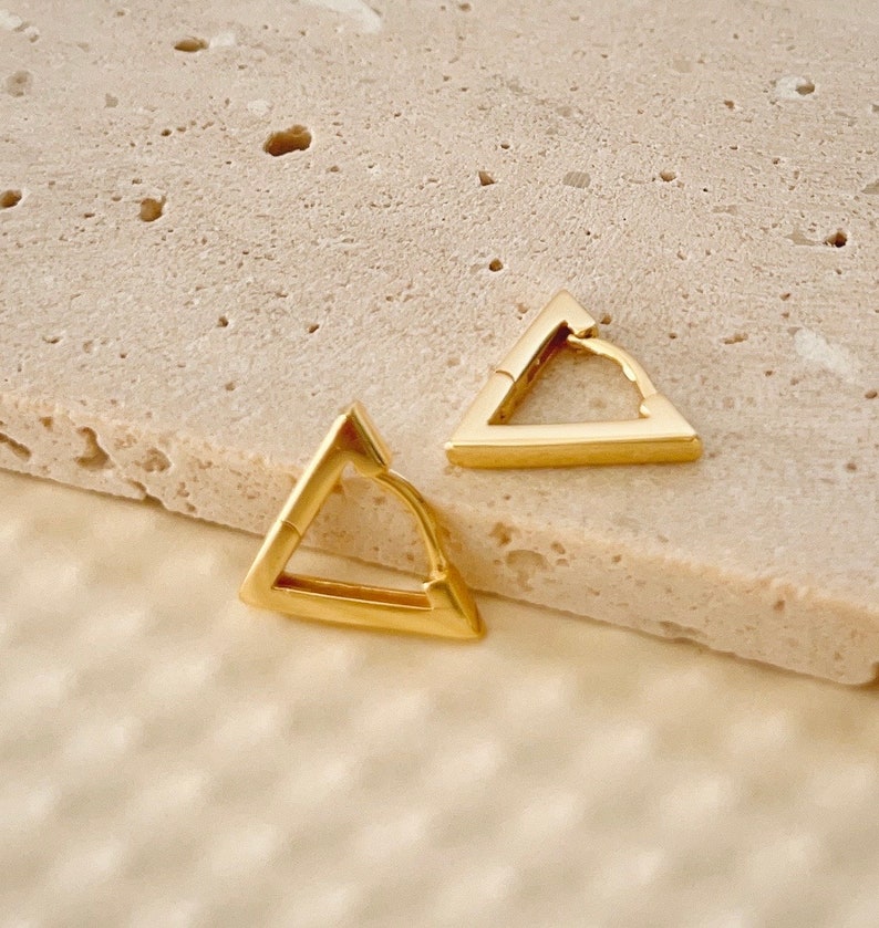 Sterling Silver Triangle Earings,gold Geometric Earrings, Modern Hoop ...