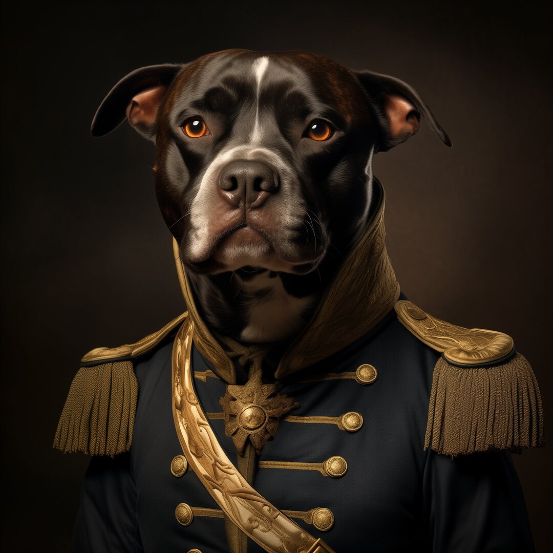 Digital Image Staffy Dog Portrait Pet Portrait Renaissance Dog Owner ...