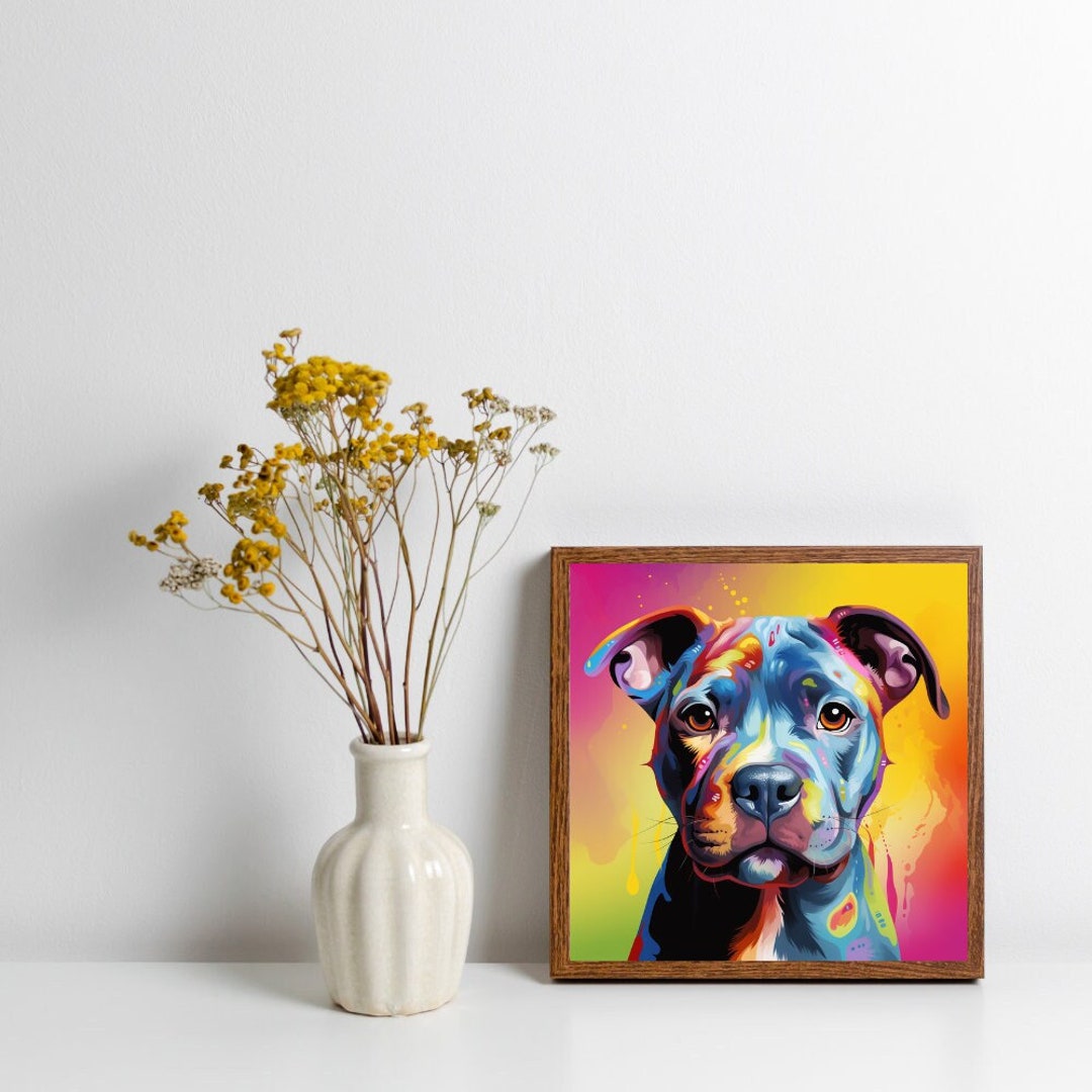 Staffy Puppy Dog Wall Art Staffie Puppy Staffy Staffy Dog Art Staffie ...