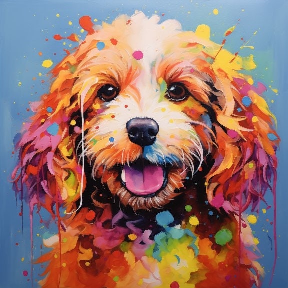 Dog Wall Art Cavapoo Dog Puppy Dog Portrait Dog Lover Art Custom Wall ...