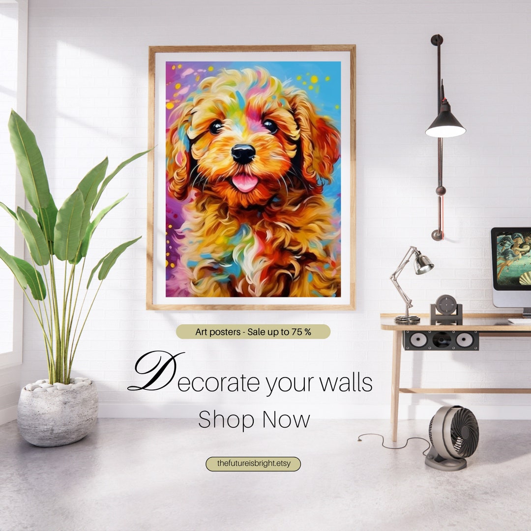 Dog Wall Art Cavapoo Dog Puppy Dog Portrait Dog Lover Art Custom Wall ...
