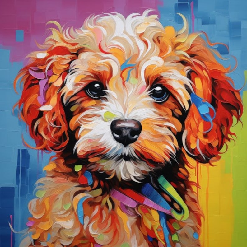 Dog Wall Art Cavapoo Dog Puppy Dog Portrait Dog Lover Art Custom Wall ...