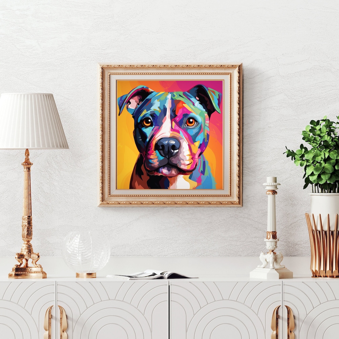 Staffy Puppy Staffie Puppy Dog Wall Art Staffy Dog Mom Gift Staffie Dog ...