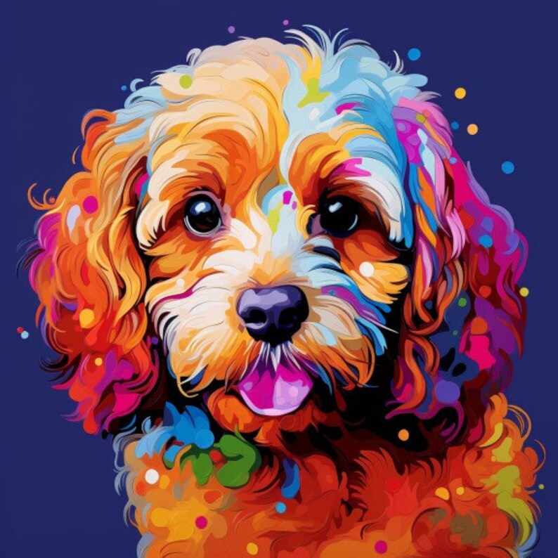 Dog Wall Art Cavapoo Dog Puppy Dog Portrait Dog Lover Art Custom Wall ...