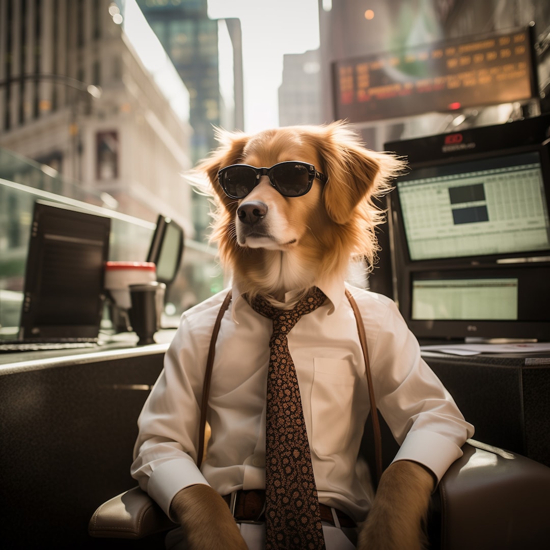 Custom Premium Framed Print Funny Dog at Work Artwork Dog - Etsy