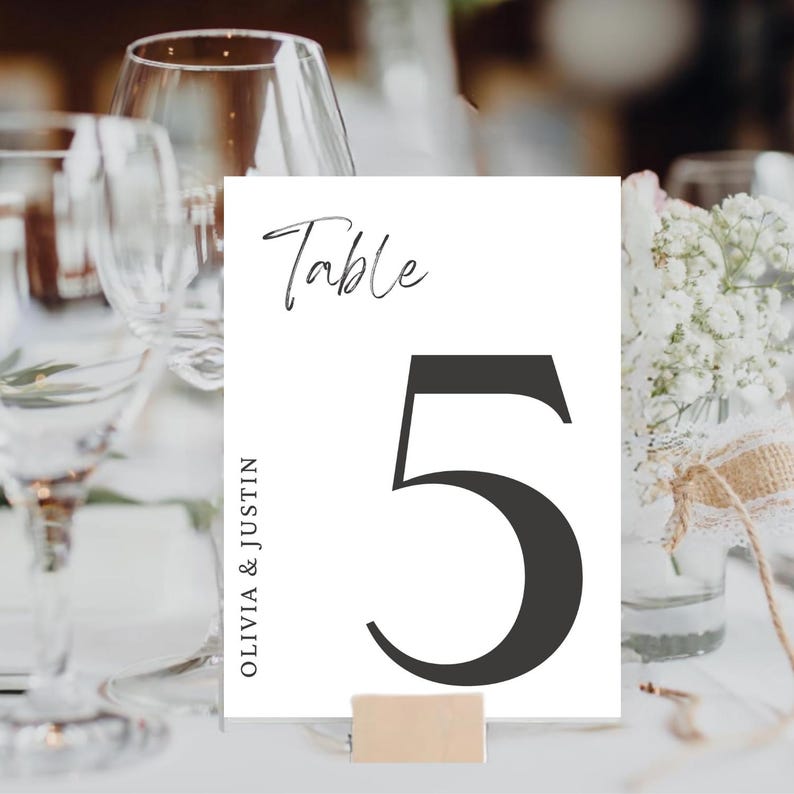Wedding Table Numbers, Printable Table Numbers, Editable Table Number ...