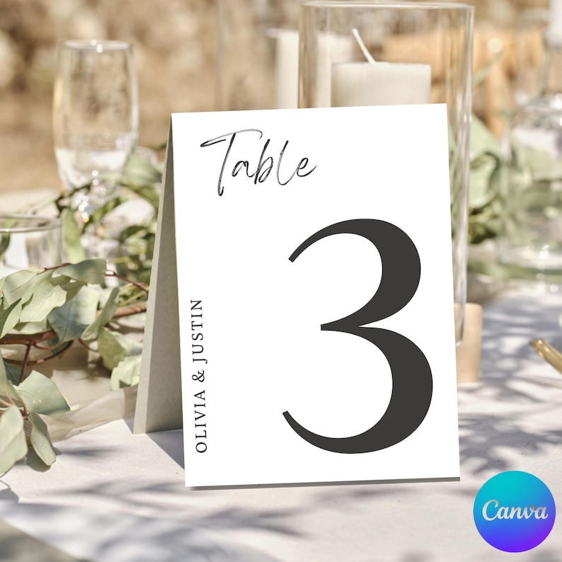 Wedding Table Numbers, Printable Table Numbers, Editable Table Number ...