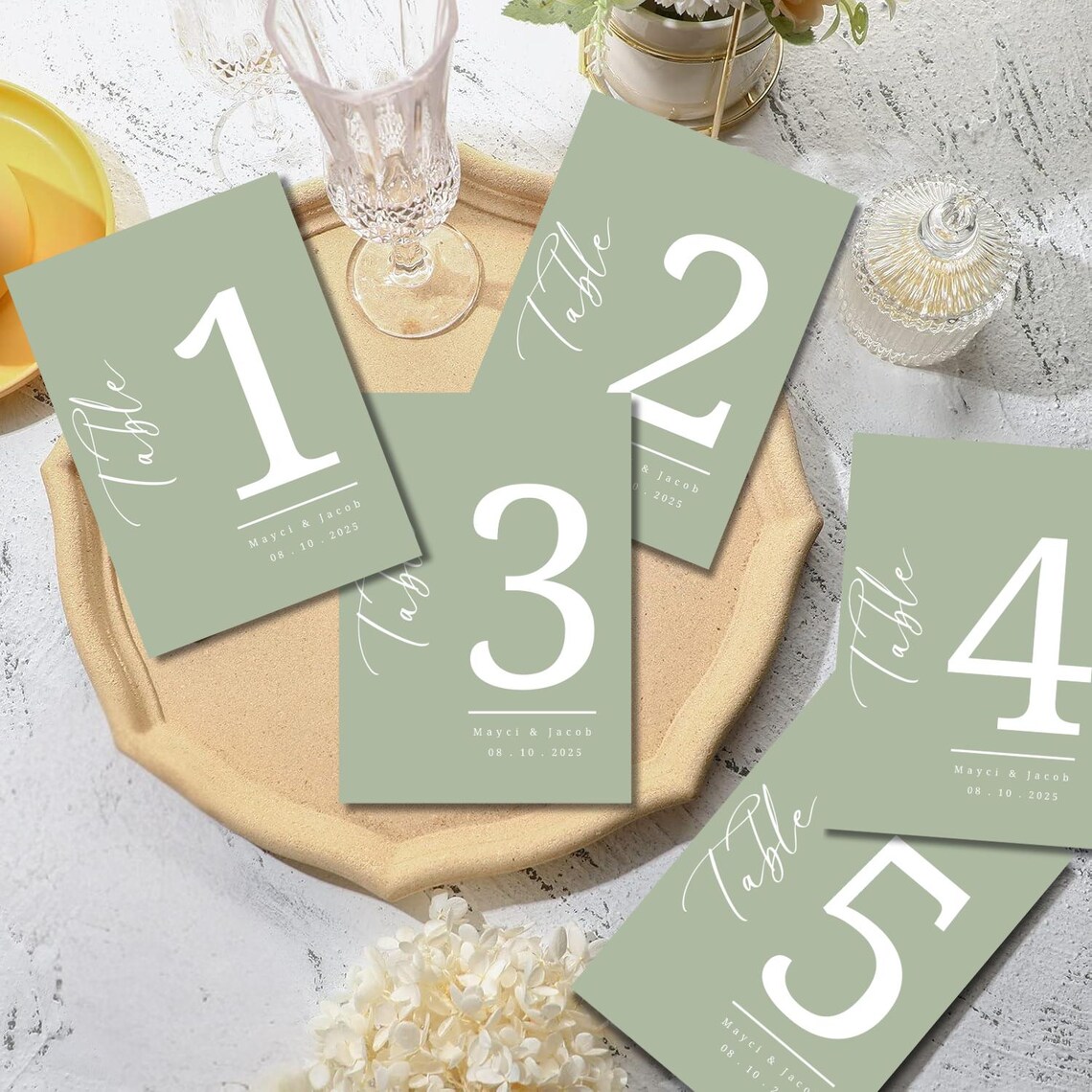 Sage Green Wedding Table Numbers, Printable Table Numbers, Editable ...