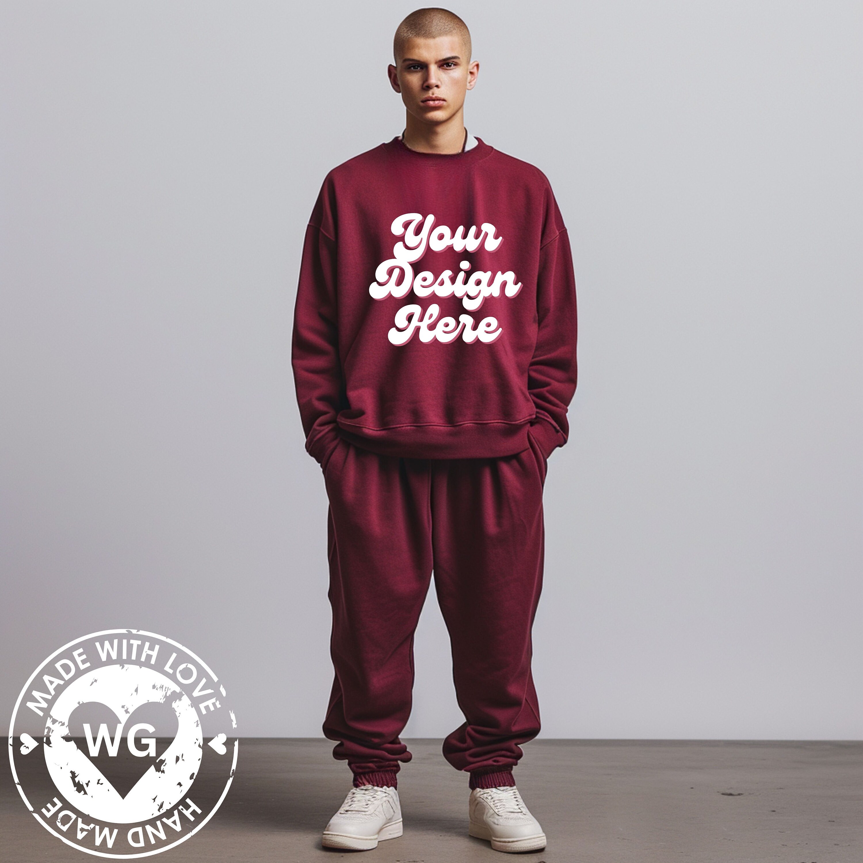 Gildan 18000 Maroon Sweatshirt Mockup G180 Maroon Sweatshirt Mockup ...