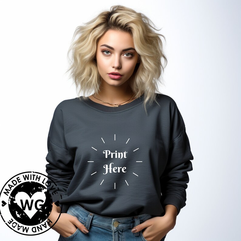 Gildan 18000 Dark Heather Sweatshirt Mockup G180 Dark Heather Crewneck ...