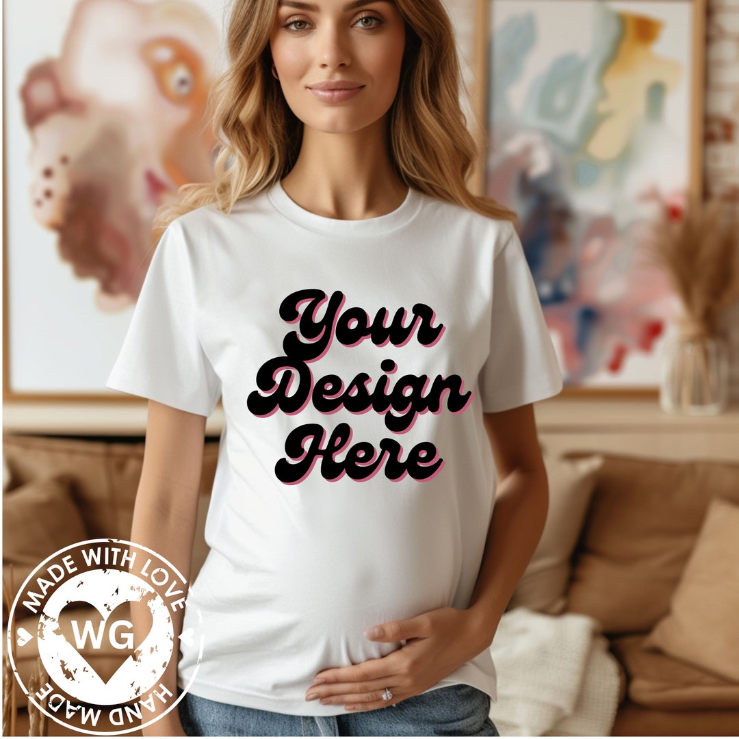 White 3001 Bella Canvas Maternity Mockup, Bella Canvas Mockup, Pregnant ...