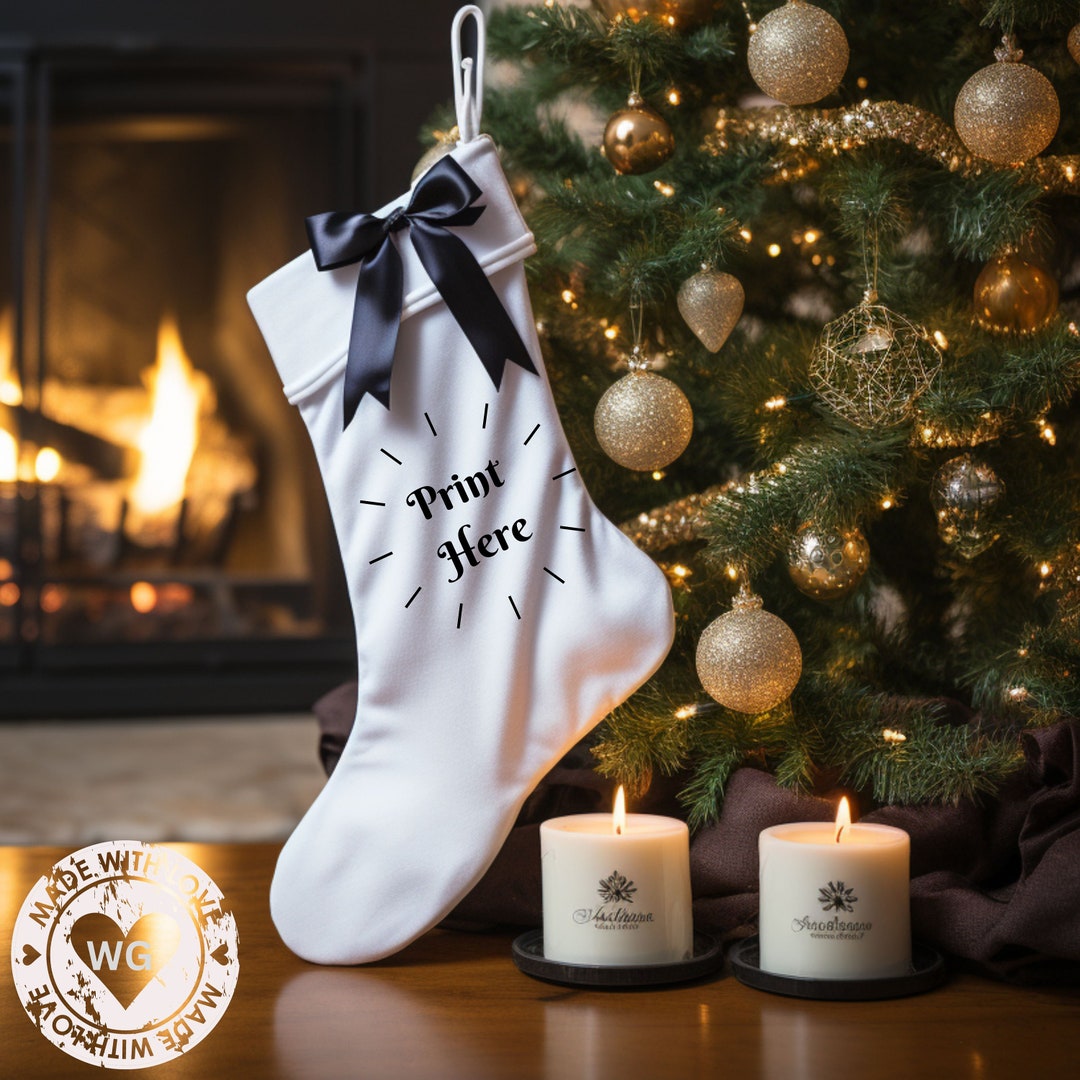 Christmas Stocking Mockup Present Mockup Drawstring White - Etsy
