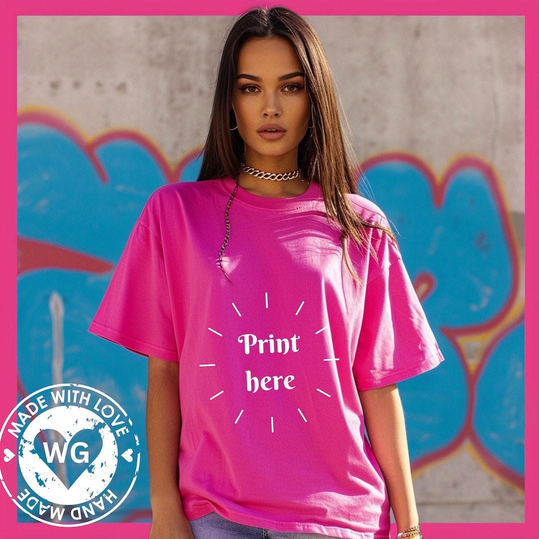 Comfort Colors C1717 Heliconia Shirt Mockup Oversized Mockup Heliconia ...