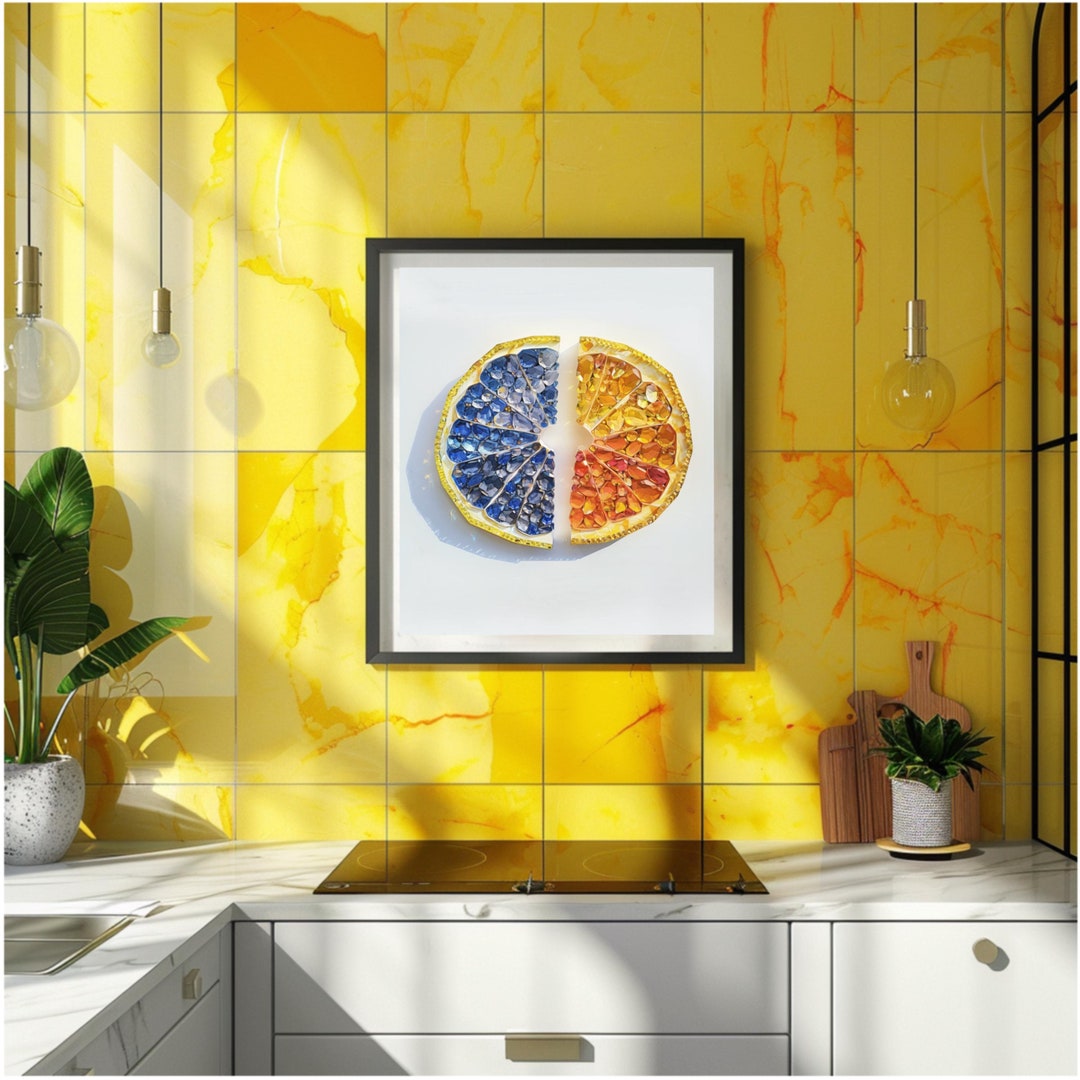 Printable Crystal Gem Citrus Lemon Slice Artprint, Lemon Wall Art ...